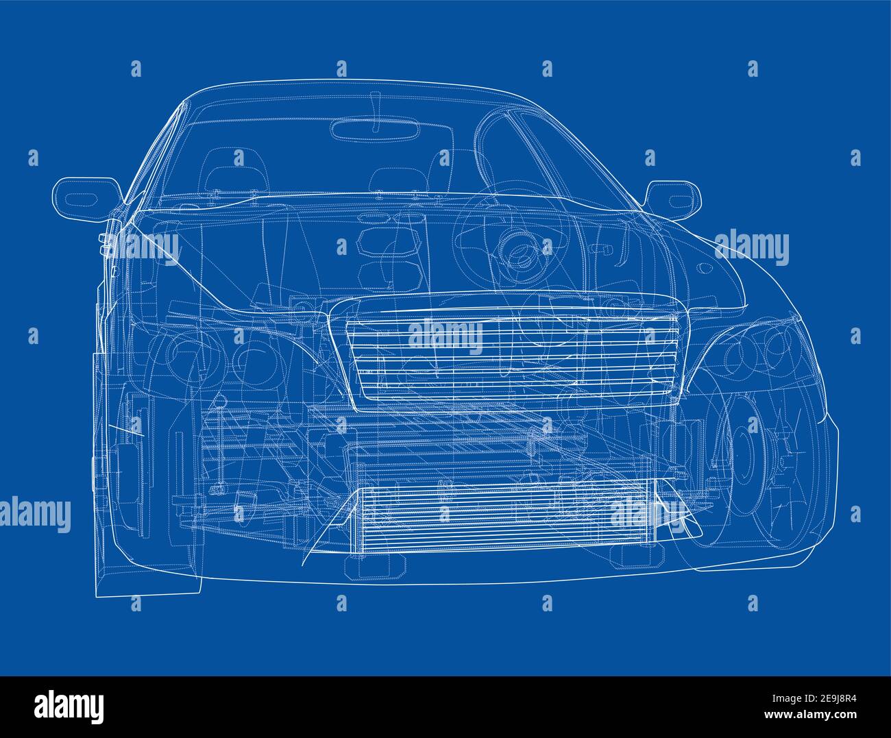Electric Car With Chassis. Vector rendering of 3d Stock Vector Image ...