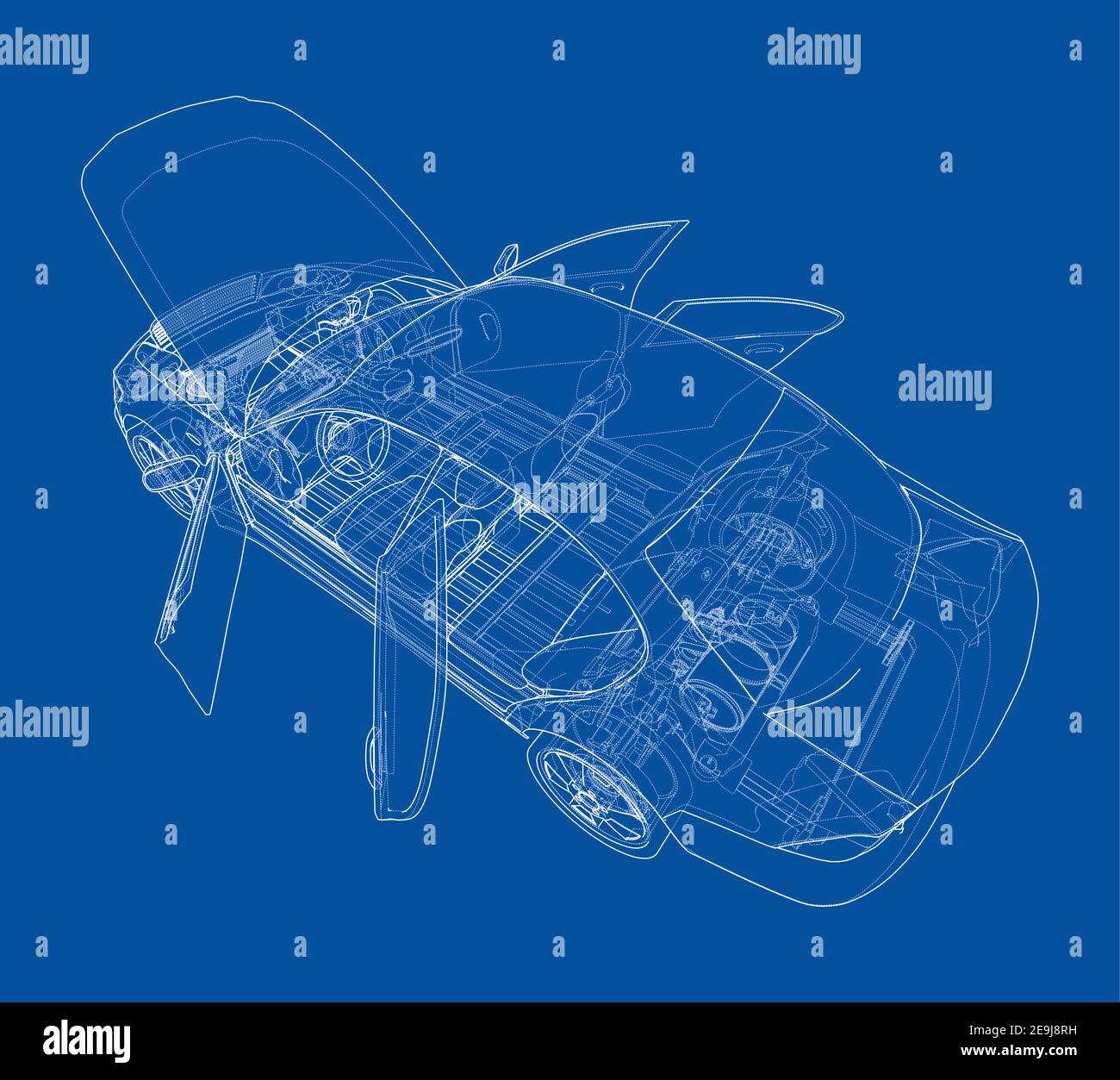 Electric Car With Chassis. Vector rendering of 3d Stock Vector Image ...
