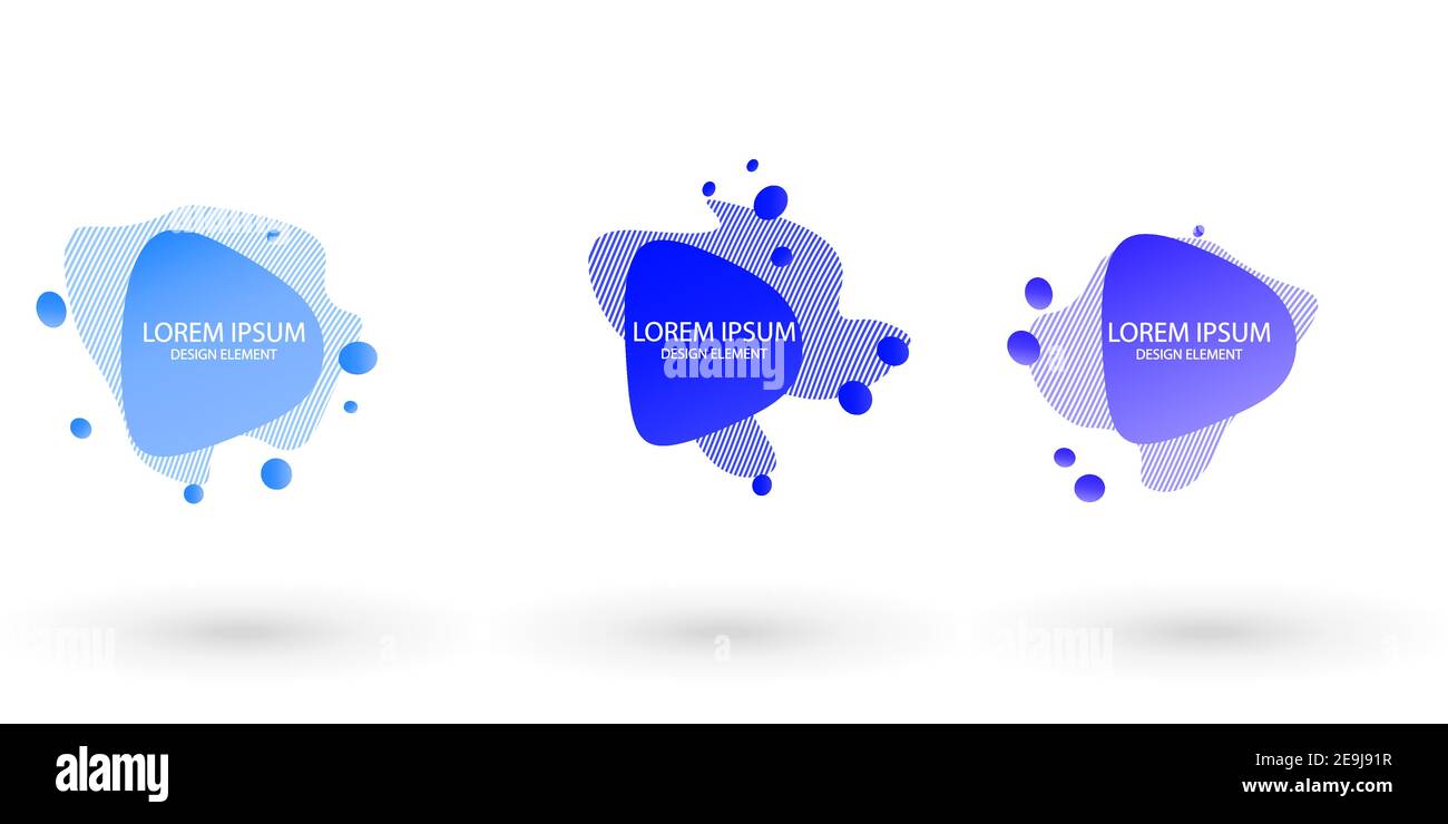 Fluid frame isolated on white background. Set of abstract liquid shapes ...