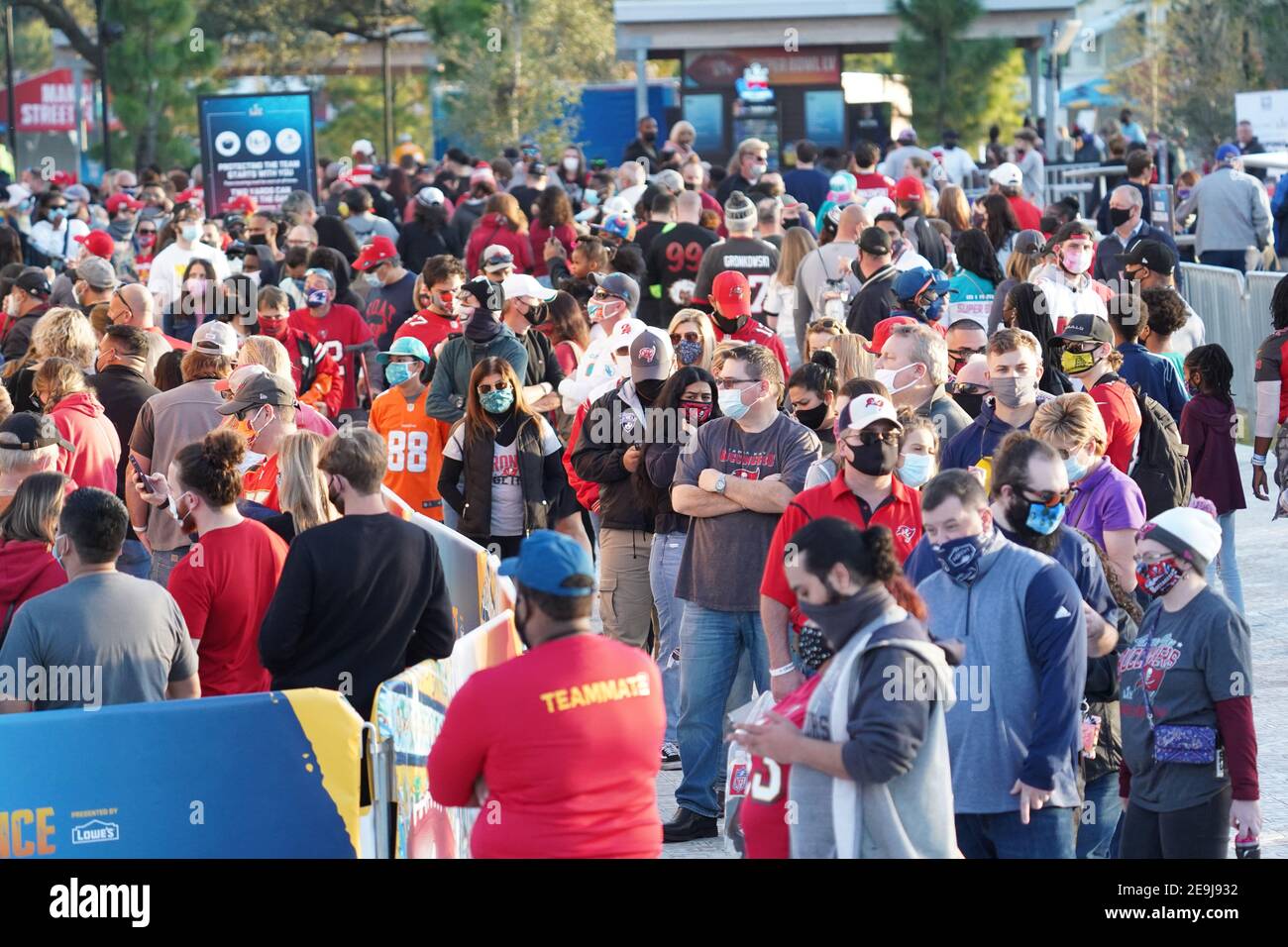 Tampa, Florida, USA, February 4, 2021, Large crowd at the Super Bowl ...