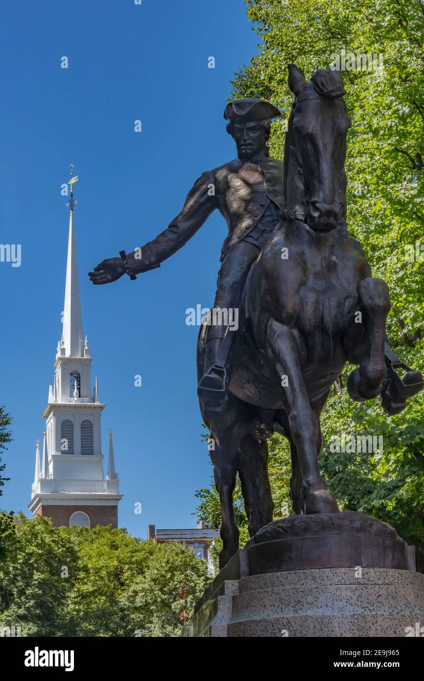 Paul Revere Statue Old North Church Freedom Trail Boston Massachusetts