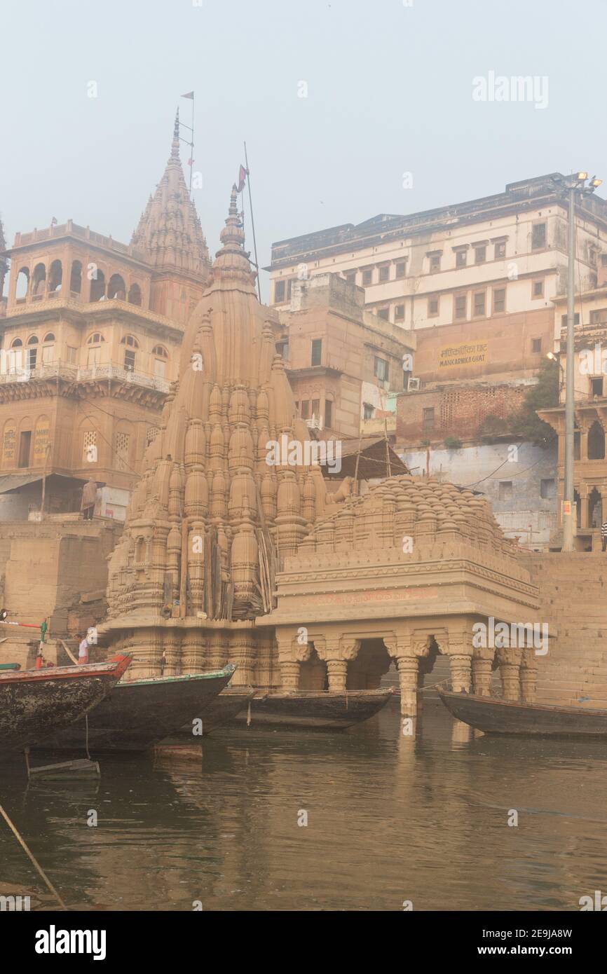 Varanasi sinking temple hi-res stock photography and images - Alamy