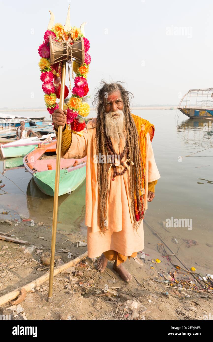 Sadhu with a stick hi-res stock photography and images - Alamy