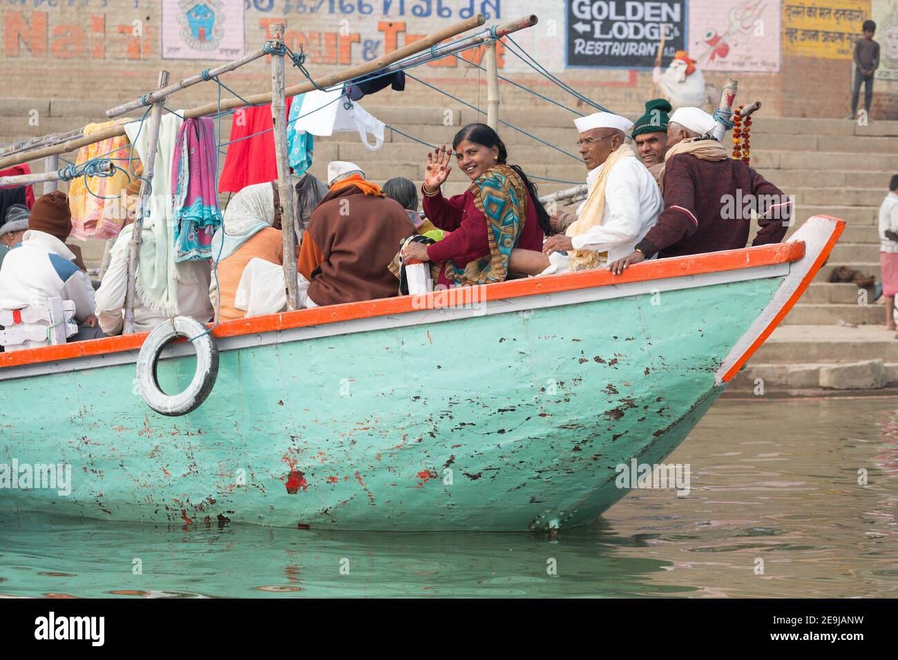 Hindu Pilgrims Riding Boat on the Ganges River Stock Photo - Alamy