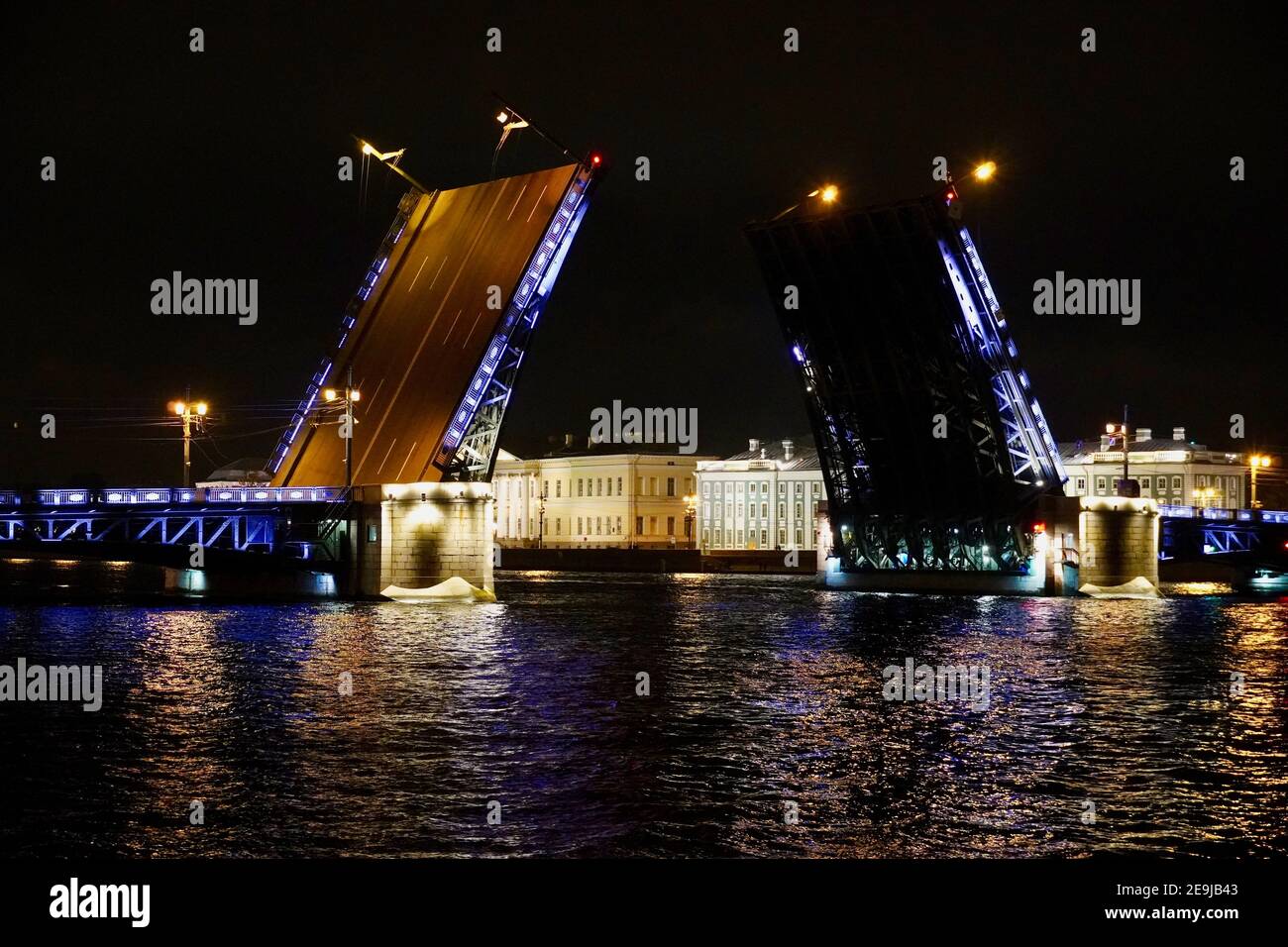 Saint Petersburg. Russia. The Palace bridge is divorced. Raising of the ...