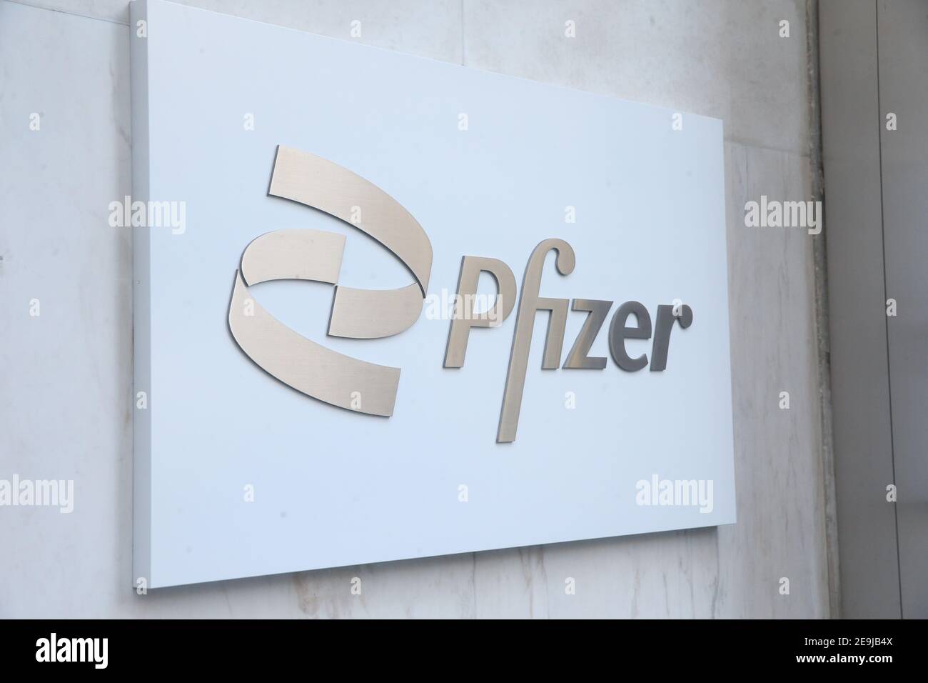 New York City, NY USA Pfizer World Headquarters on 42nd Street in ...