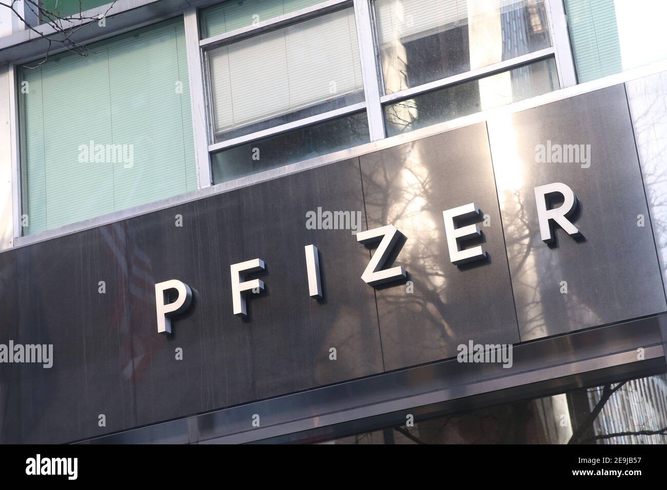 New York City, NY USA Pfizer World Headquarters on 42nd Street in ...