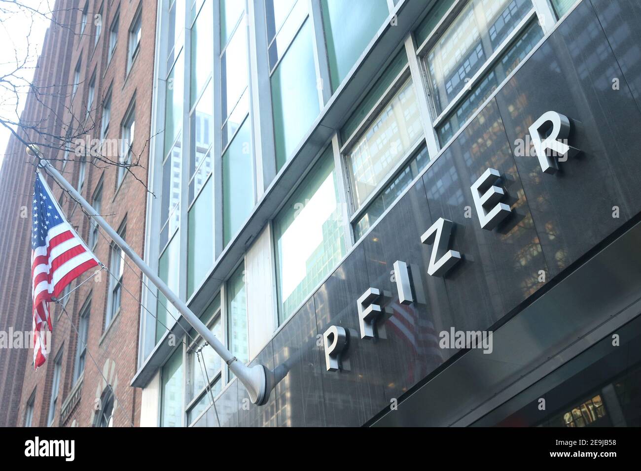 New York City, NY USA Pfizer World Headquarters on 42nd Street in ...