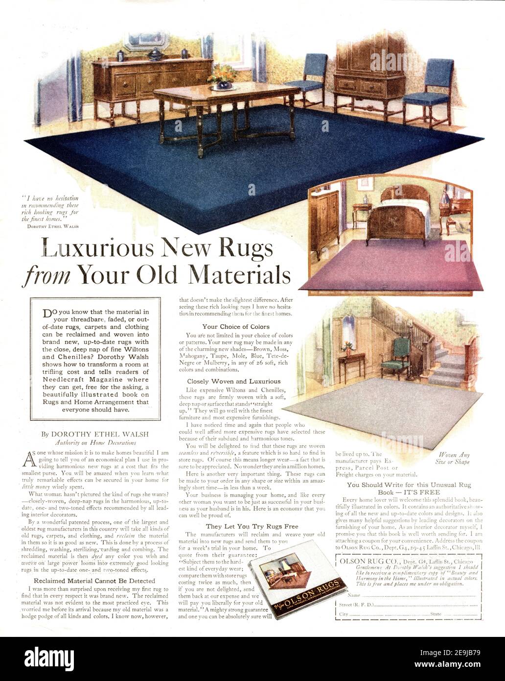 1924 Olson Rugs "Luxurious New Rugs From Your Old Materials ...
