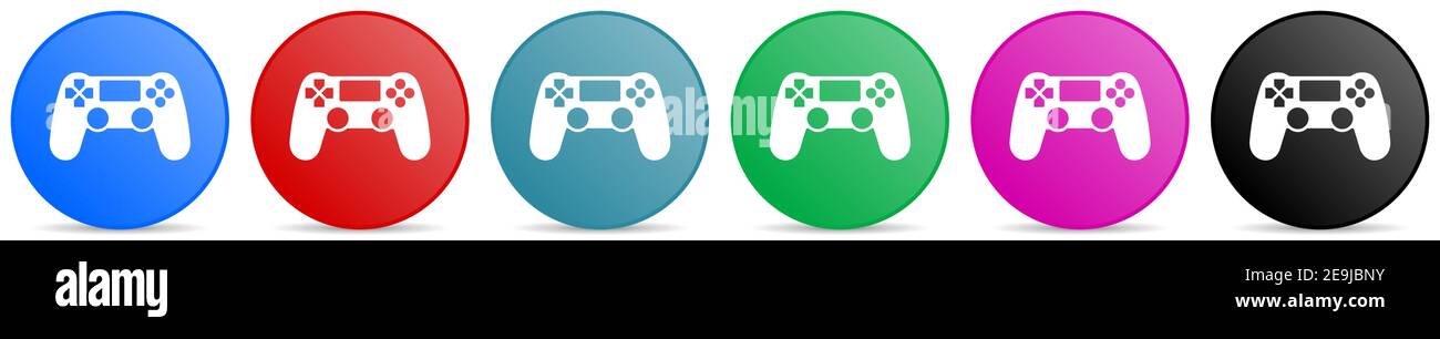Wireless gaming controller, gamepad vector icons, set of circle ...