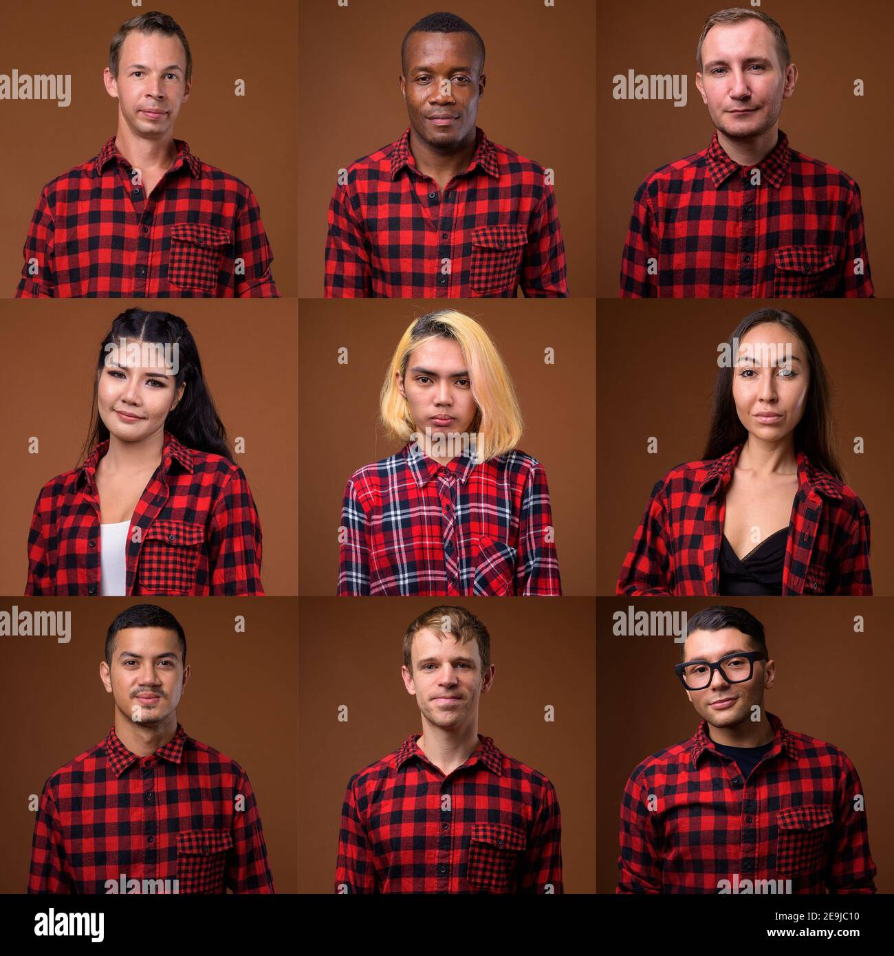 Portraits of people looking at camera square crop collage shot in ...