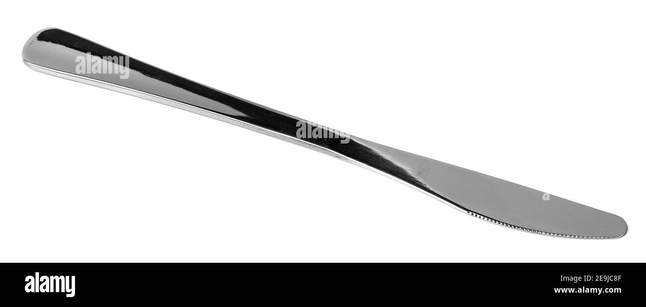Silver dining knife isolated on white background Stock Photo - Alamy