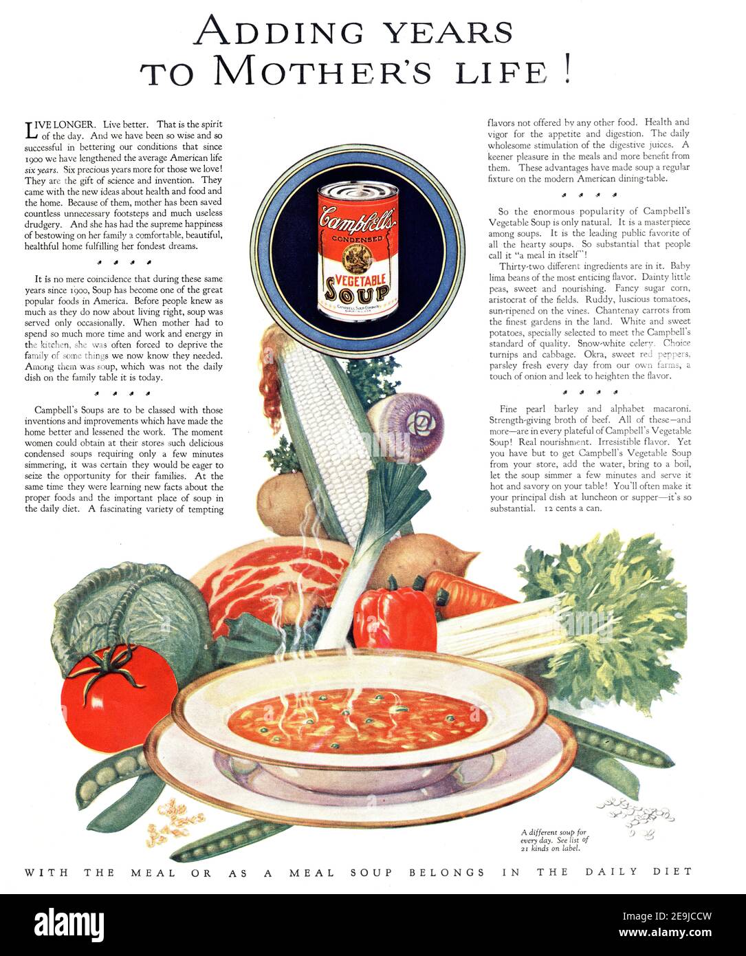 1928 Campbell Soup "Adding Years to Mothers Life" Advertisement ...