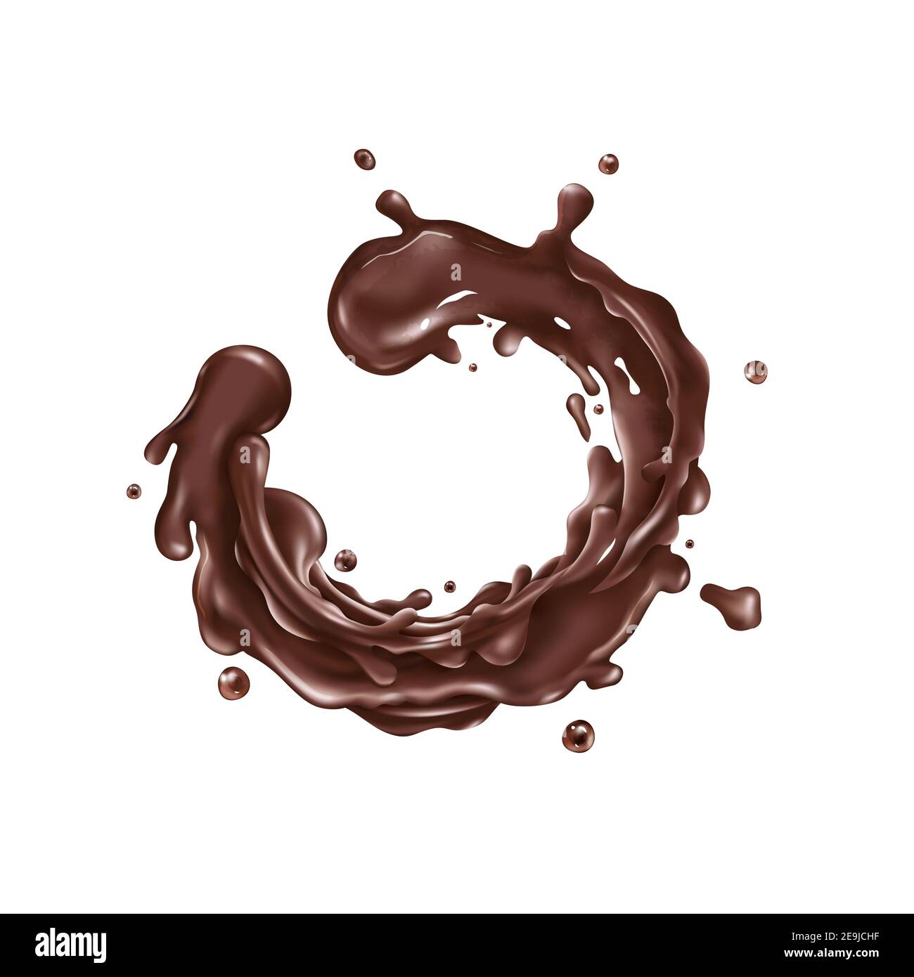 Liquid chocolate splash circle on a white background Stock Photo - Alamy