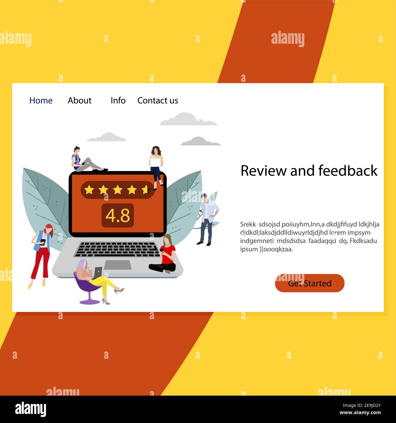 Review and feedback landing page. Vector service satisfaction ...