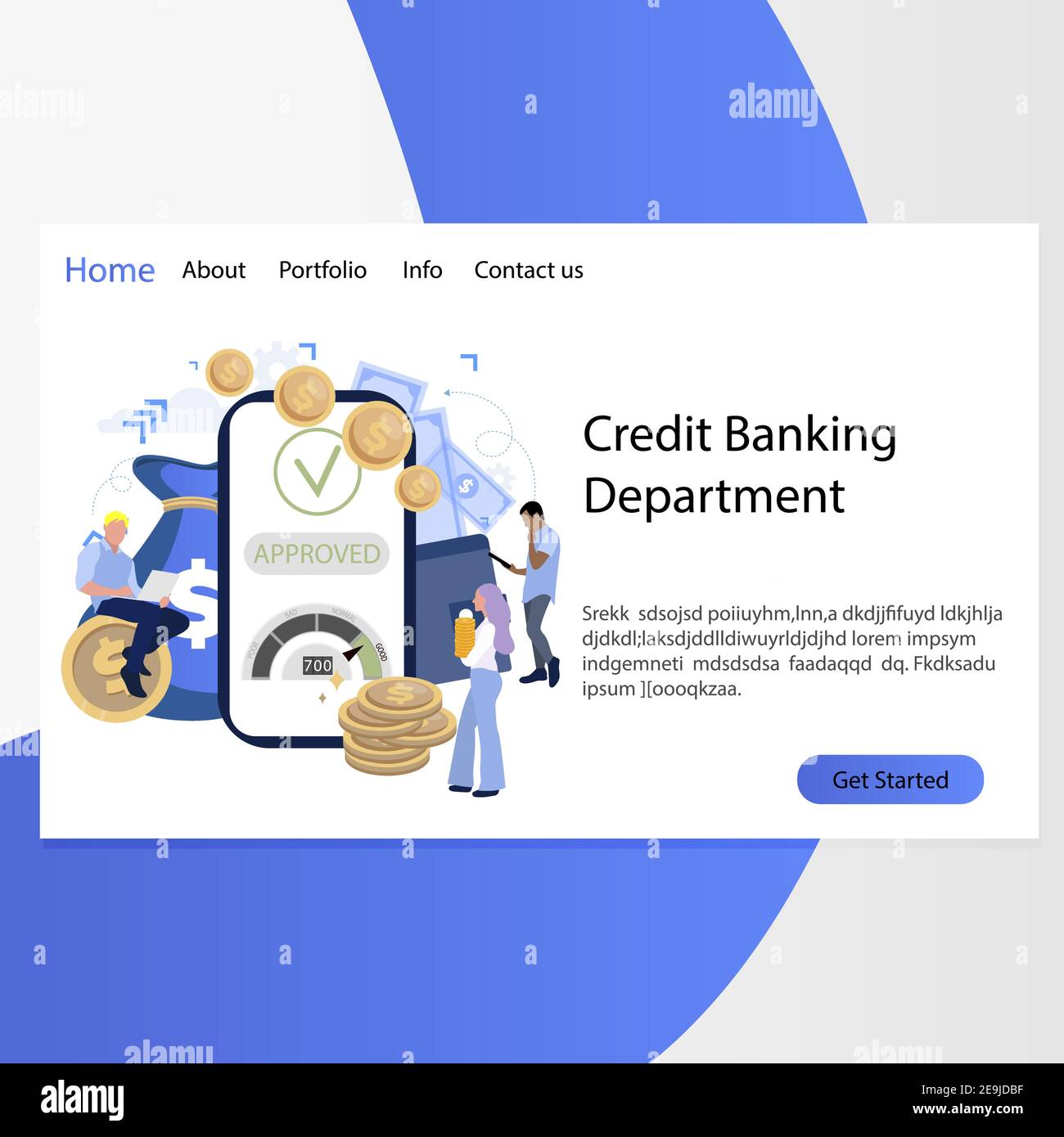 Credit banking department landing page. Approved loan in mobile bank ...