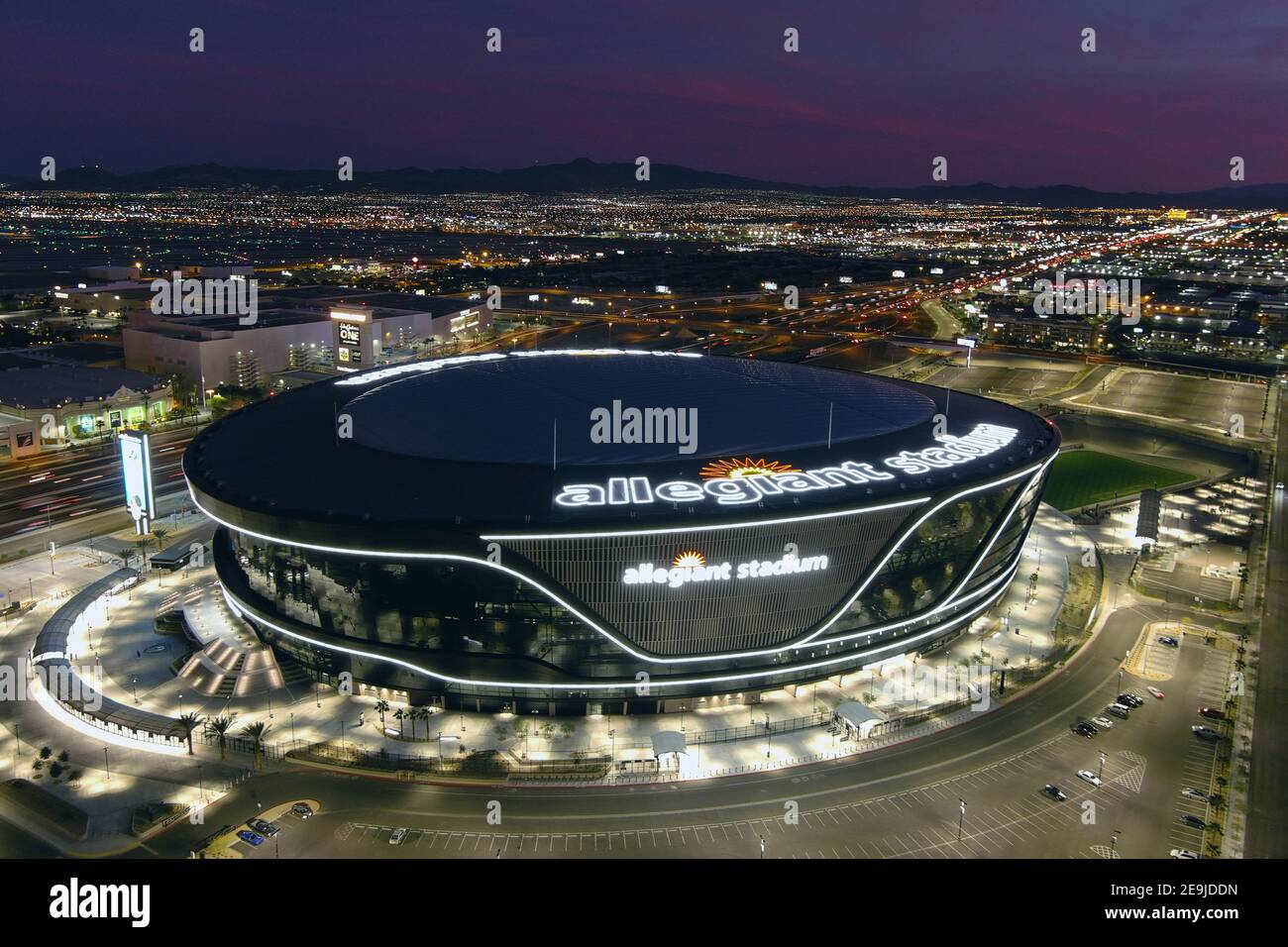 An aerial view of Allegiant Stadium, Wednesday, Feb. 3, 2021, in Las ...