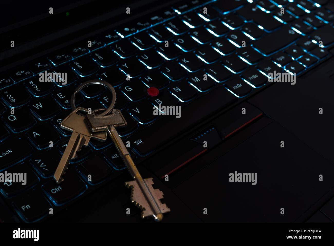 Two keys on laptop keyboard, closeup image.Indoors shot Stock Photo - Alamy