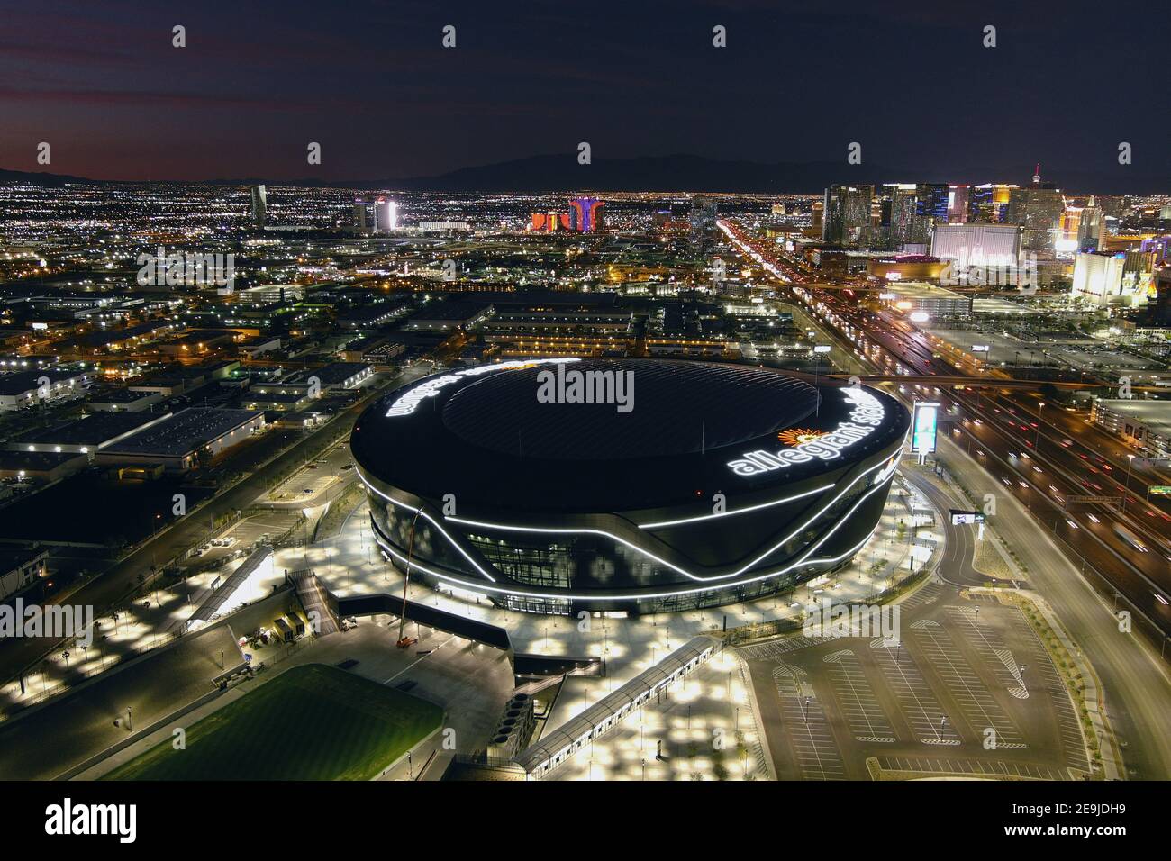 An aerial view of Allegiant Stadium, Wednesday, Feb. 3, 2021, in Las ...