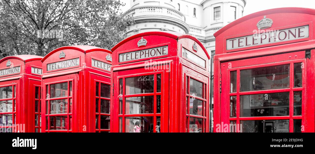 Typical telephone booths in London, United Kingdom Stock Photo - Alamy
