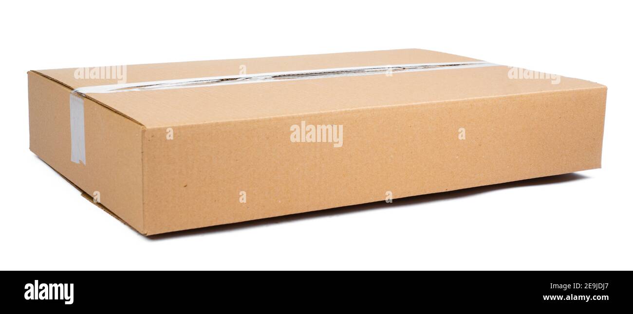 Cardboard brown box isolated on white background Stock Photo - Alamy