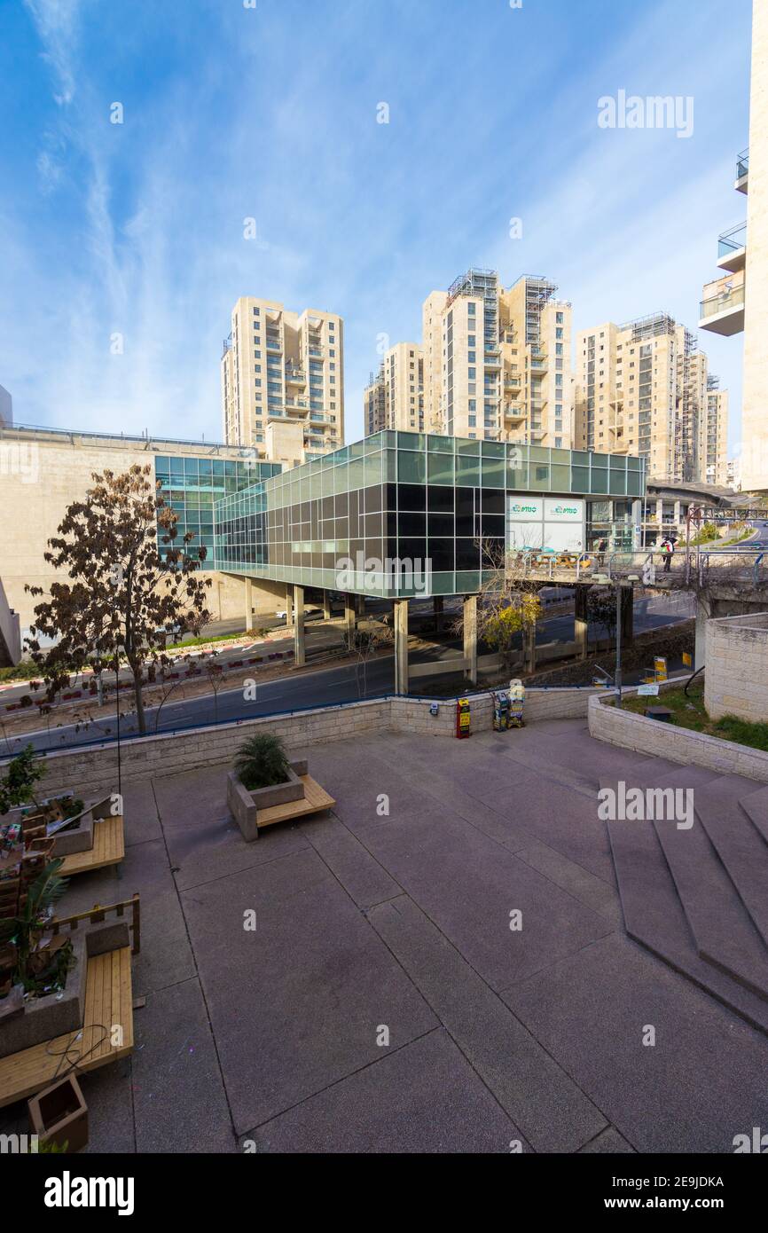 jerusalem-israel. 01-27-2021. Exterior view of the Ramot Mall and the ...
