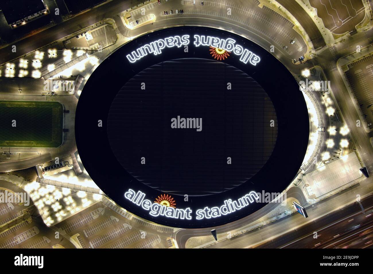 An aerial view of Allegiant Stadium, Wednesday, Feb. 3, 2021, in Las ...