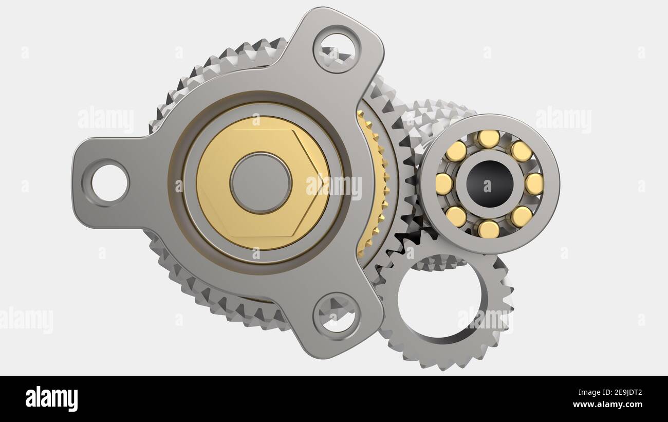 6 speed transmission isolated on background with mask. 3d rendering ...