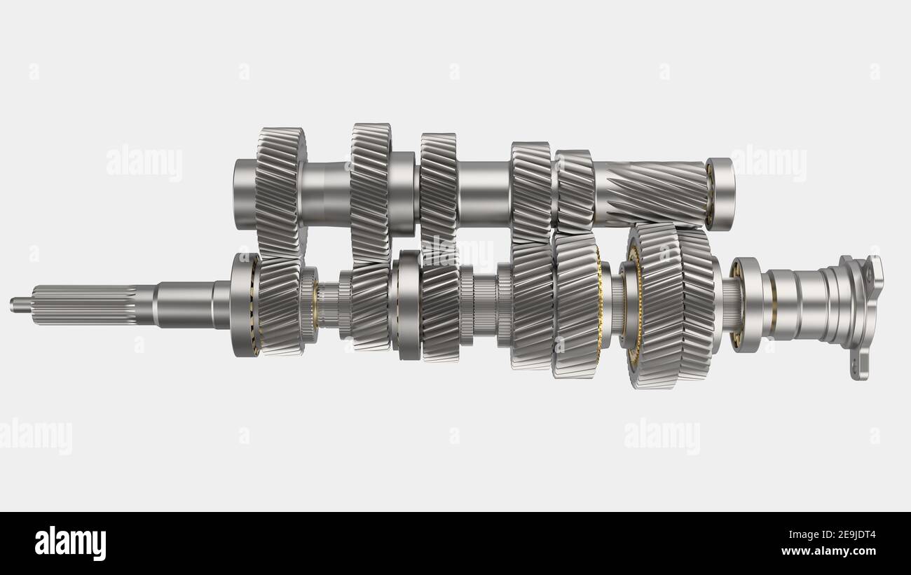 6 speed transmission isolated on background with mask. 3d rendering ...