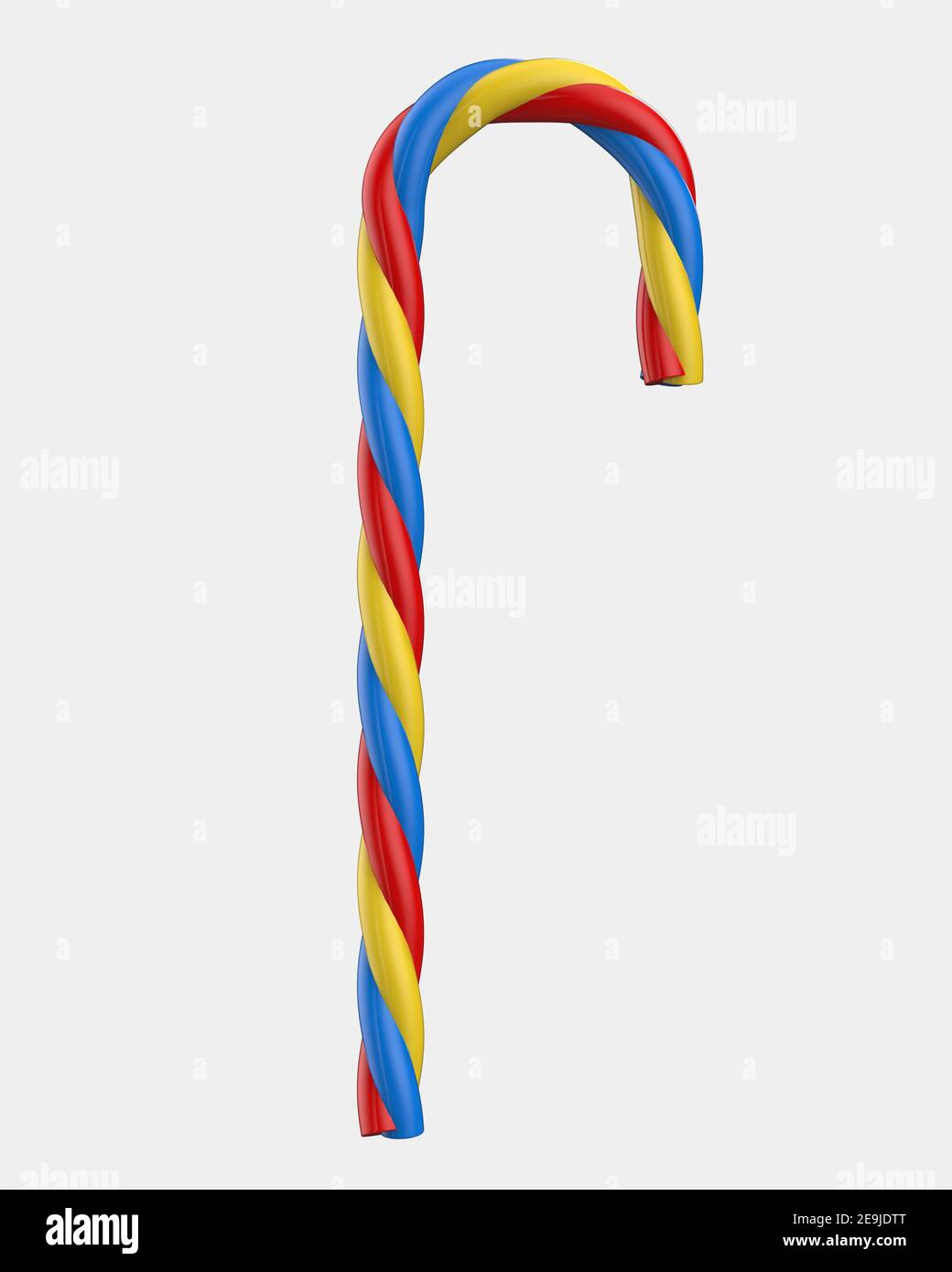 Striped candy cane isolated on background. 3d rendering - illustration ...