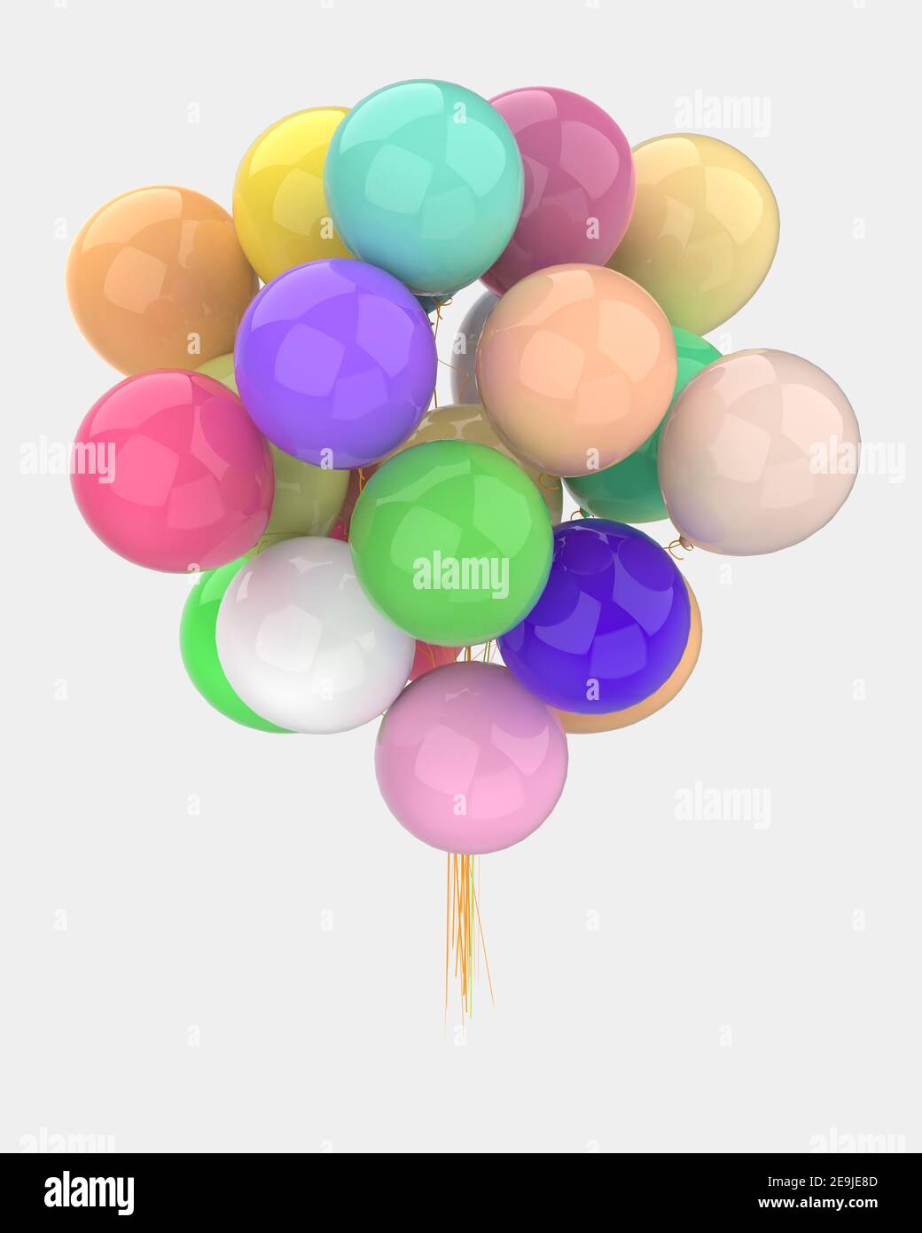 A bunch of balloons isolated on background. 3d rendering- illustration ...