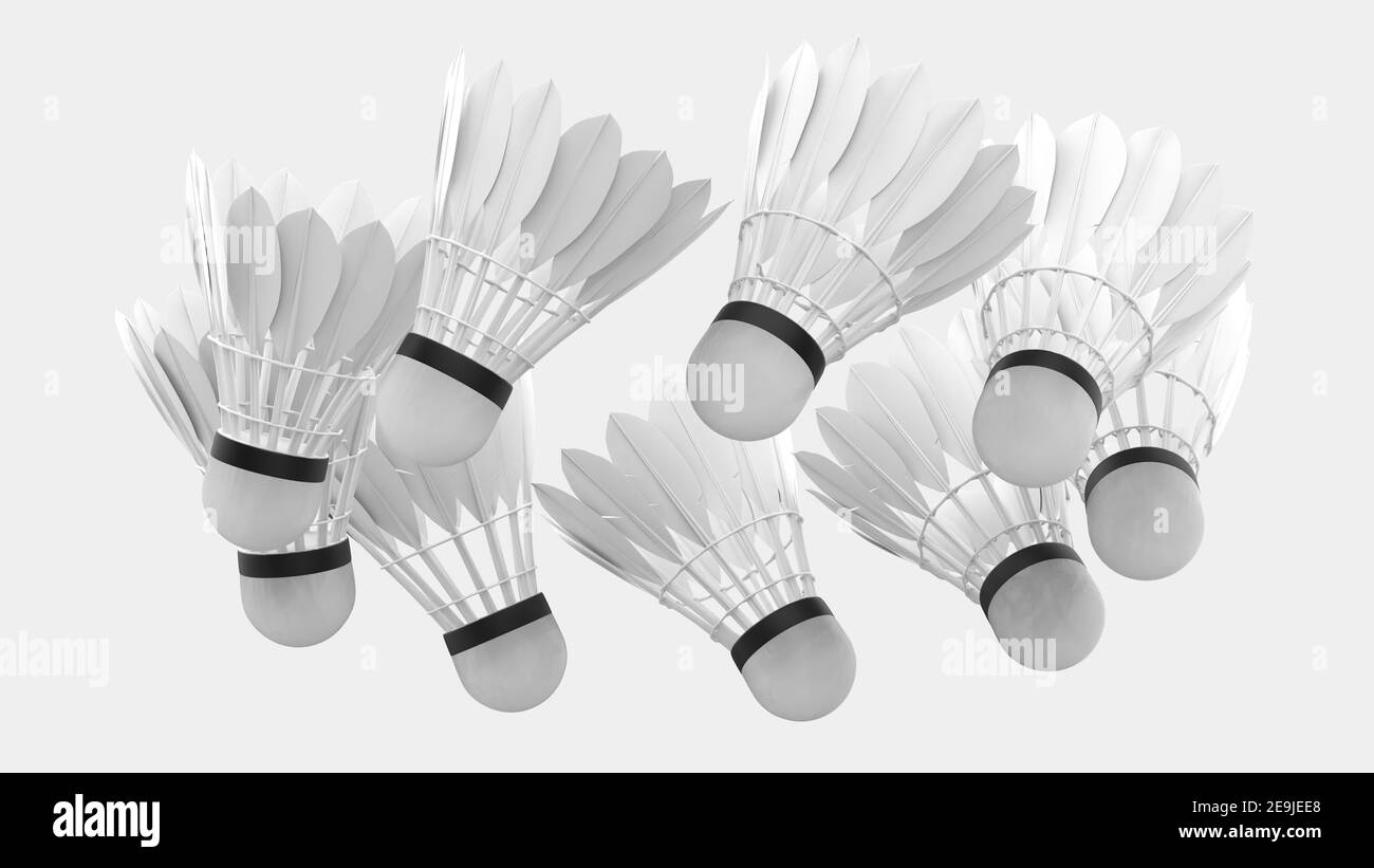 Shuttlecock isolated on grey background. 3d rendering - illustration ...