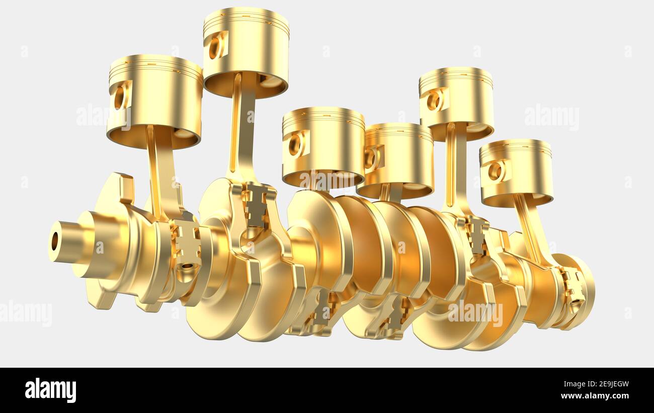Engine crank shaft isolated on background. 3d rendering - illustration ...