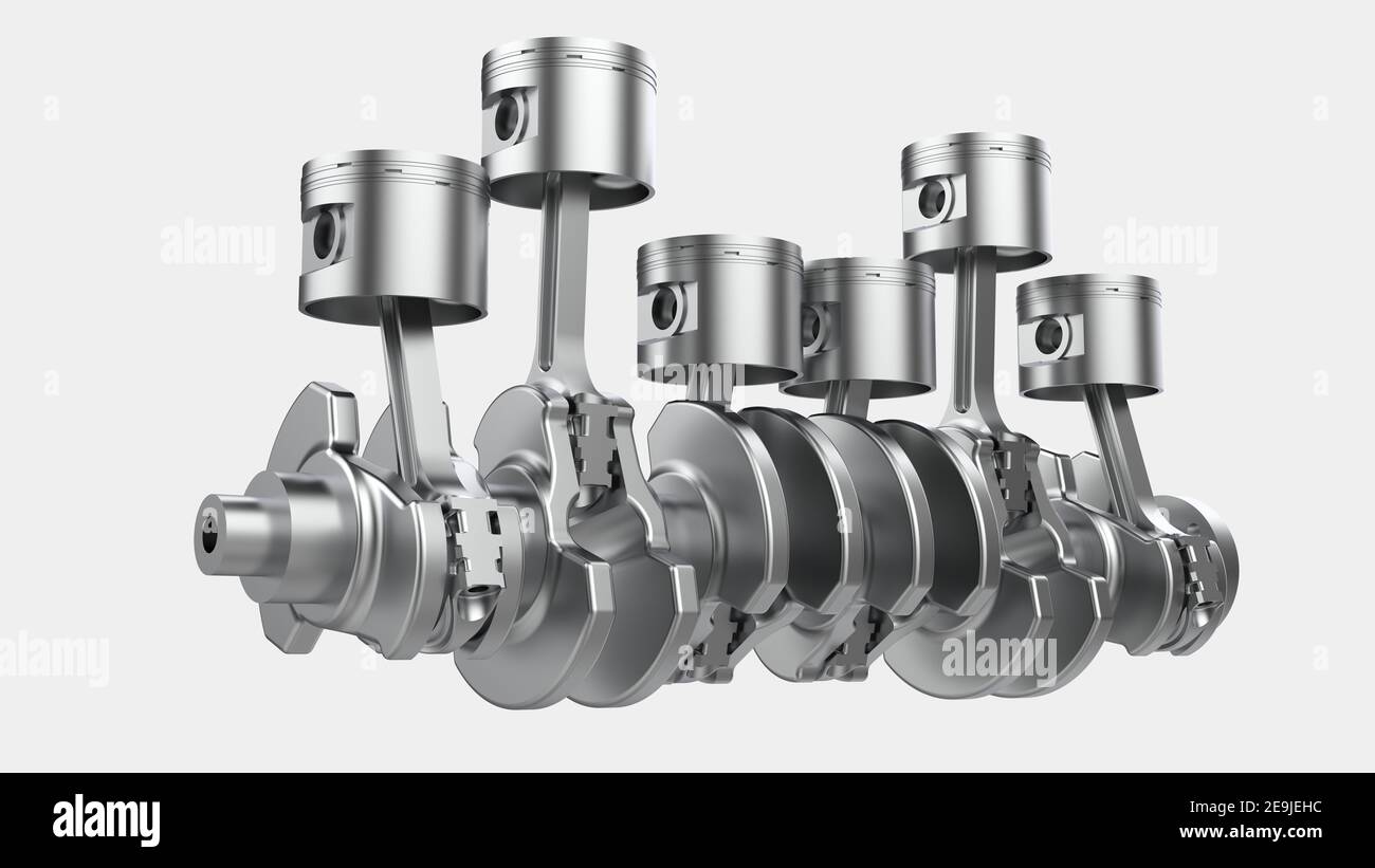 Engine crank shaft isolated on background. 3d rendering - illustration ...