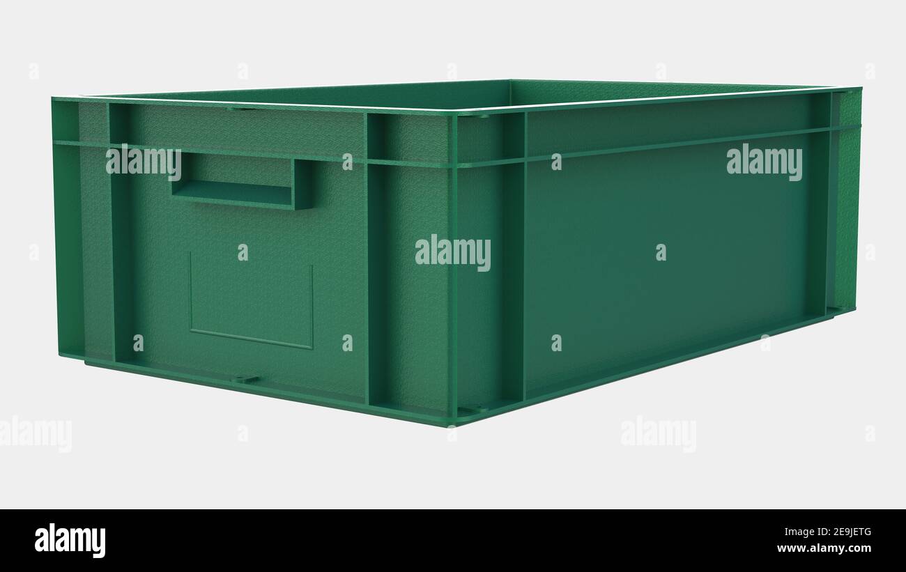 Empty plastic crate for fruits and vegetables isolated on background ...
