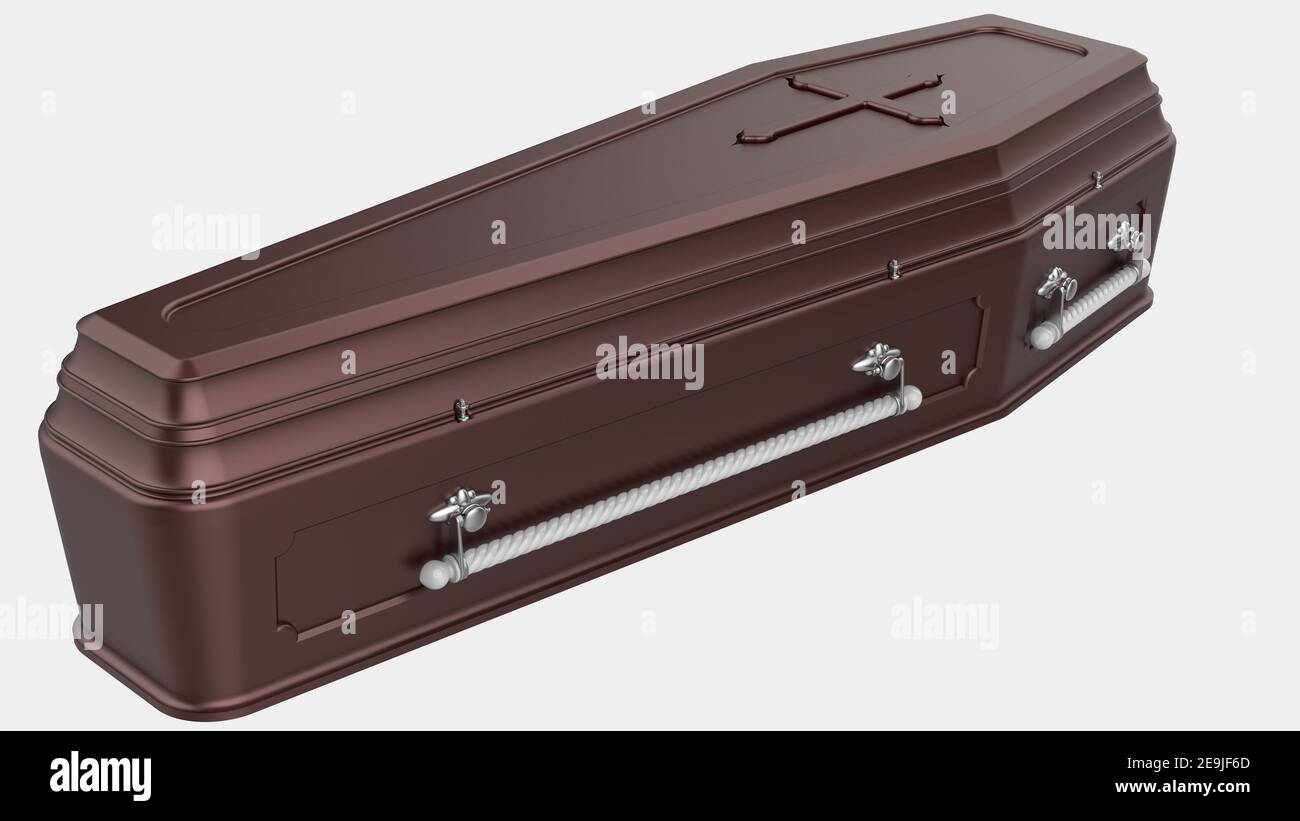Closed coffin isolated on background. 3d rendering - illustration Stock ...