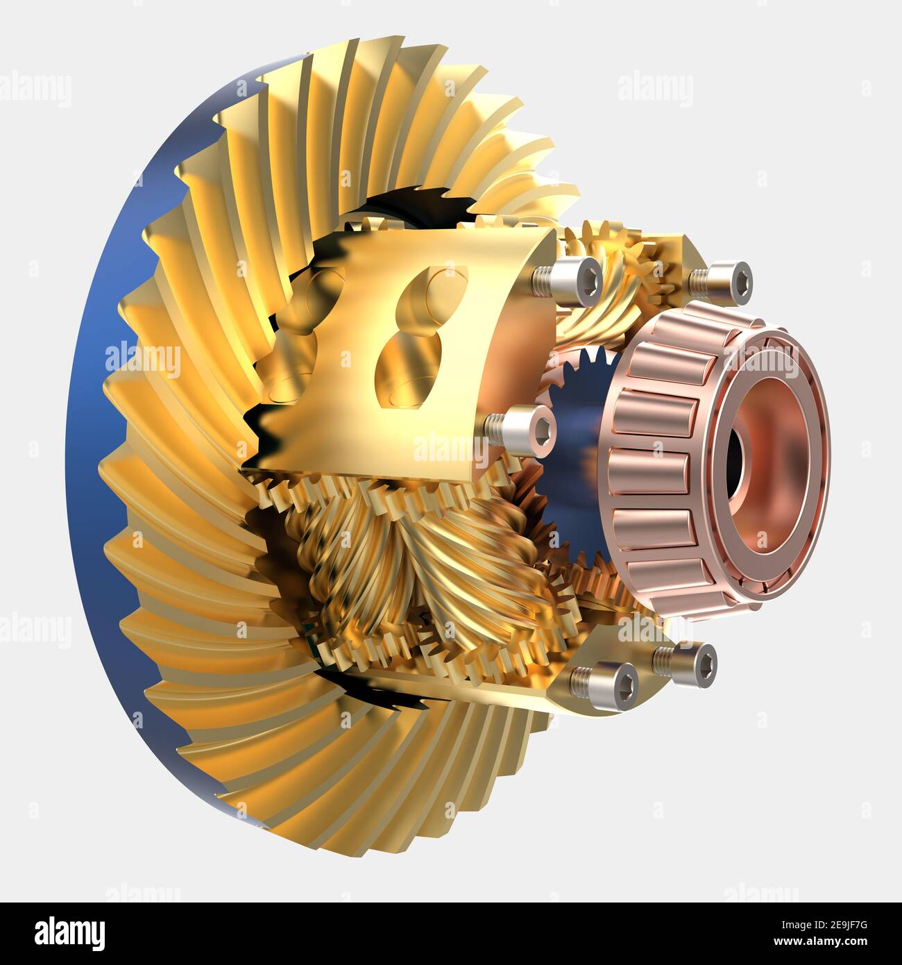 Transmission cog wheels isolated on background. 3d rendering ...