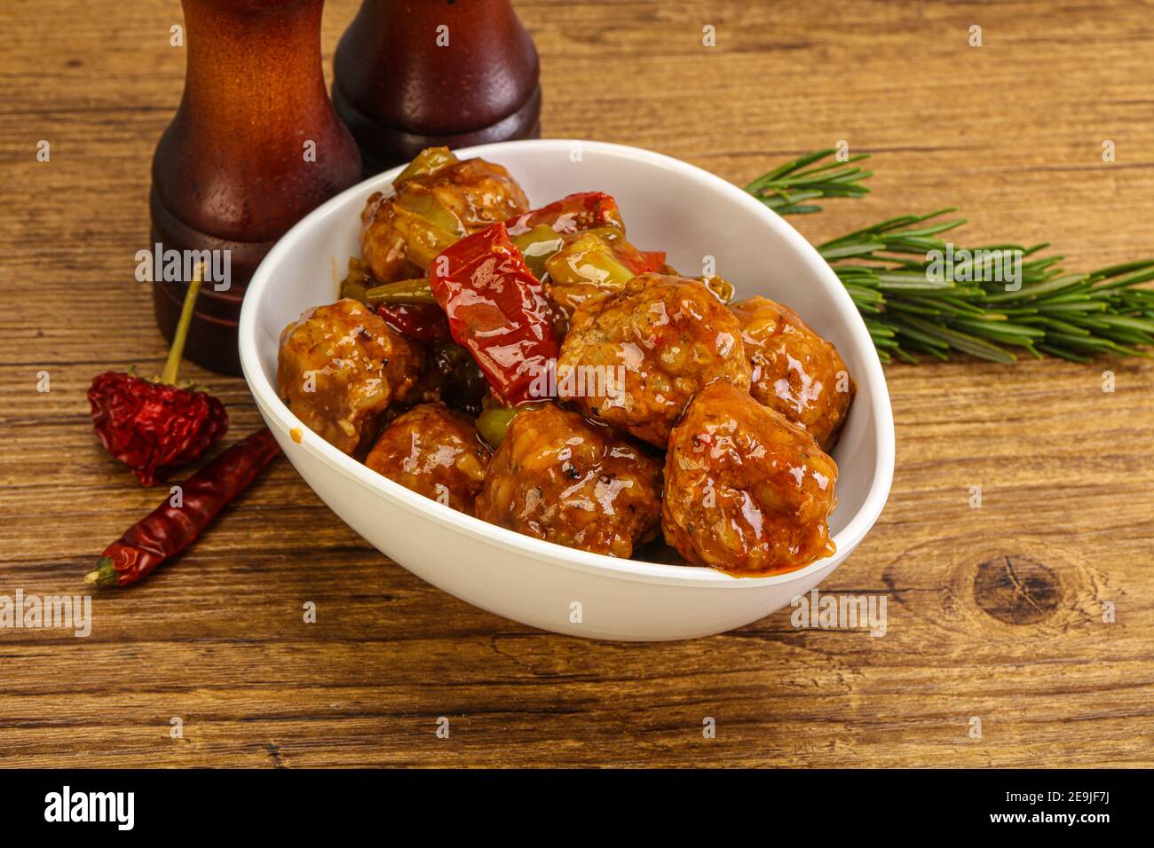 Minced Meat ball in tomato sauce Stock Photo - Alamy