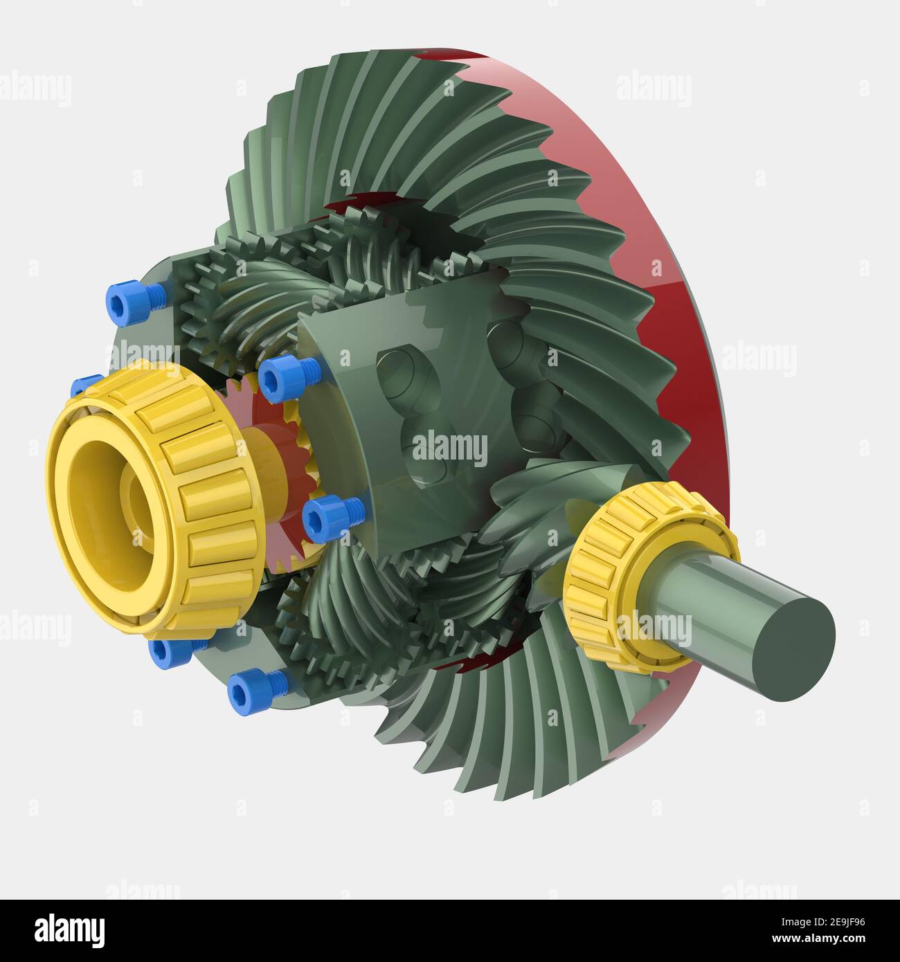 Transmission cog wheels isolated on background. 3d rendering ...