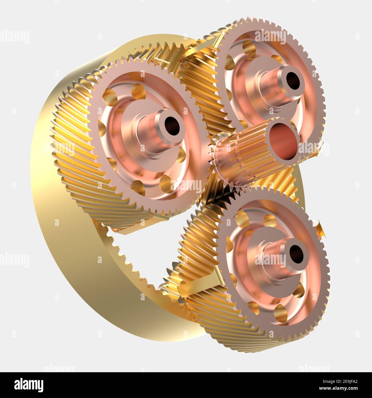 Transmission cog wheels isolated on background. 3d rendering ...