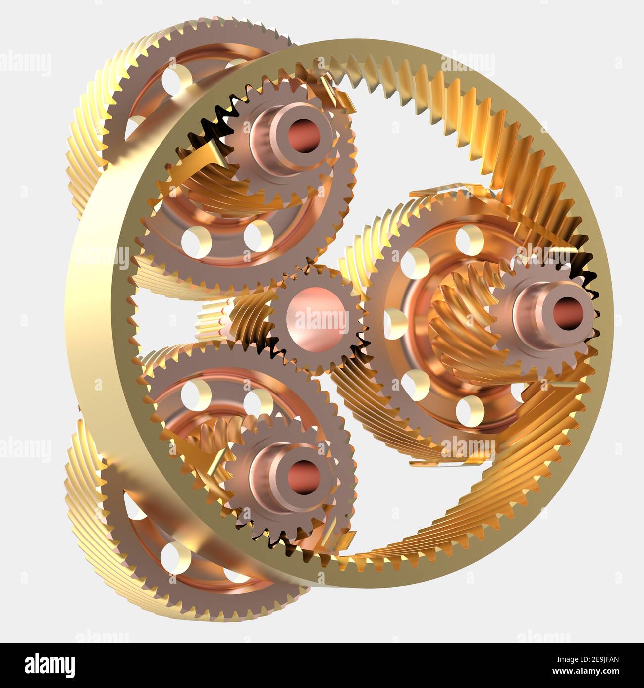 Transmission cog wheels isolated on background. 3d rendering ...