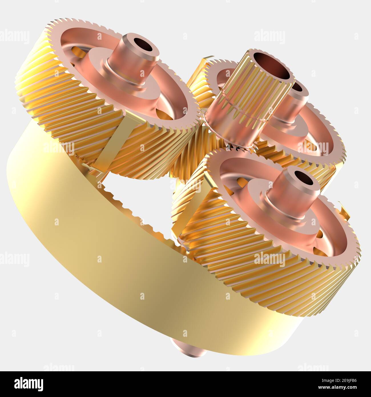 Transmission cog wheels isolated on background. 3d rendering ...