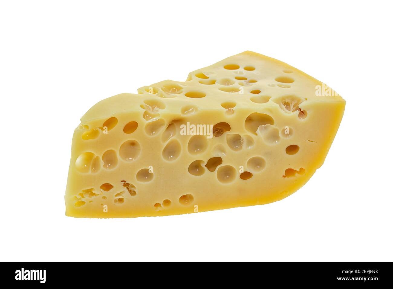 Maasdam cheese - dairy yellow triangle with holes Stock Photo - Alamy