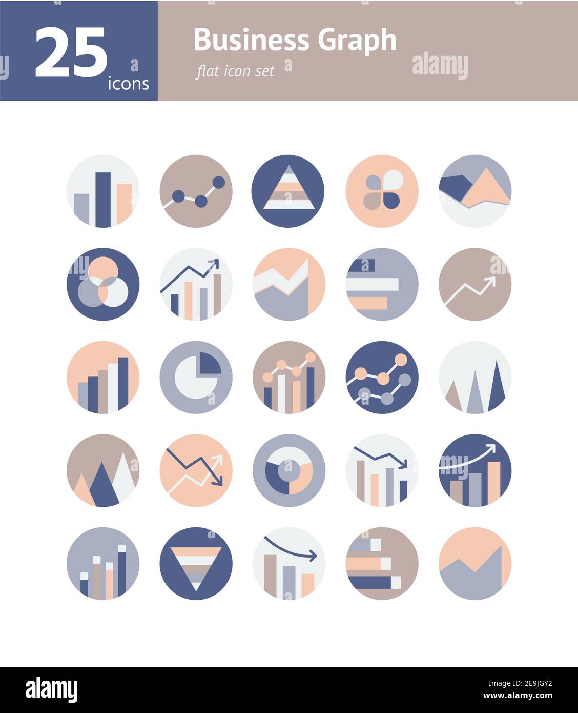 Business Graph flat icon set. Vector and Illustration Stock Vector ...