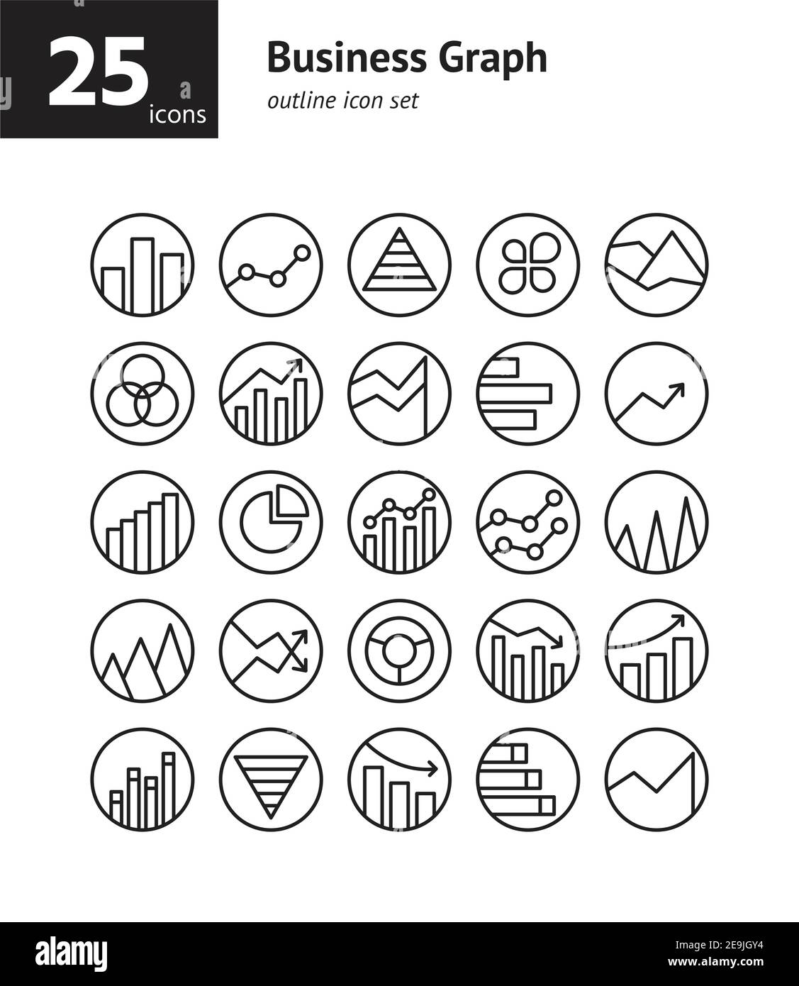 Business Graph outline icon set. Vector and Illustration Stock Vector ...
