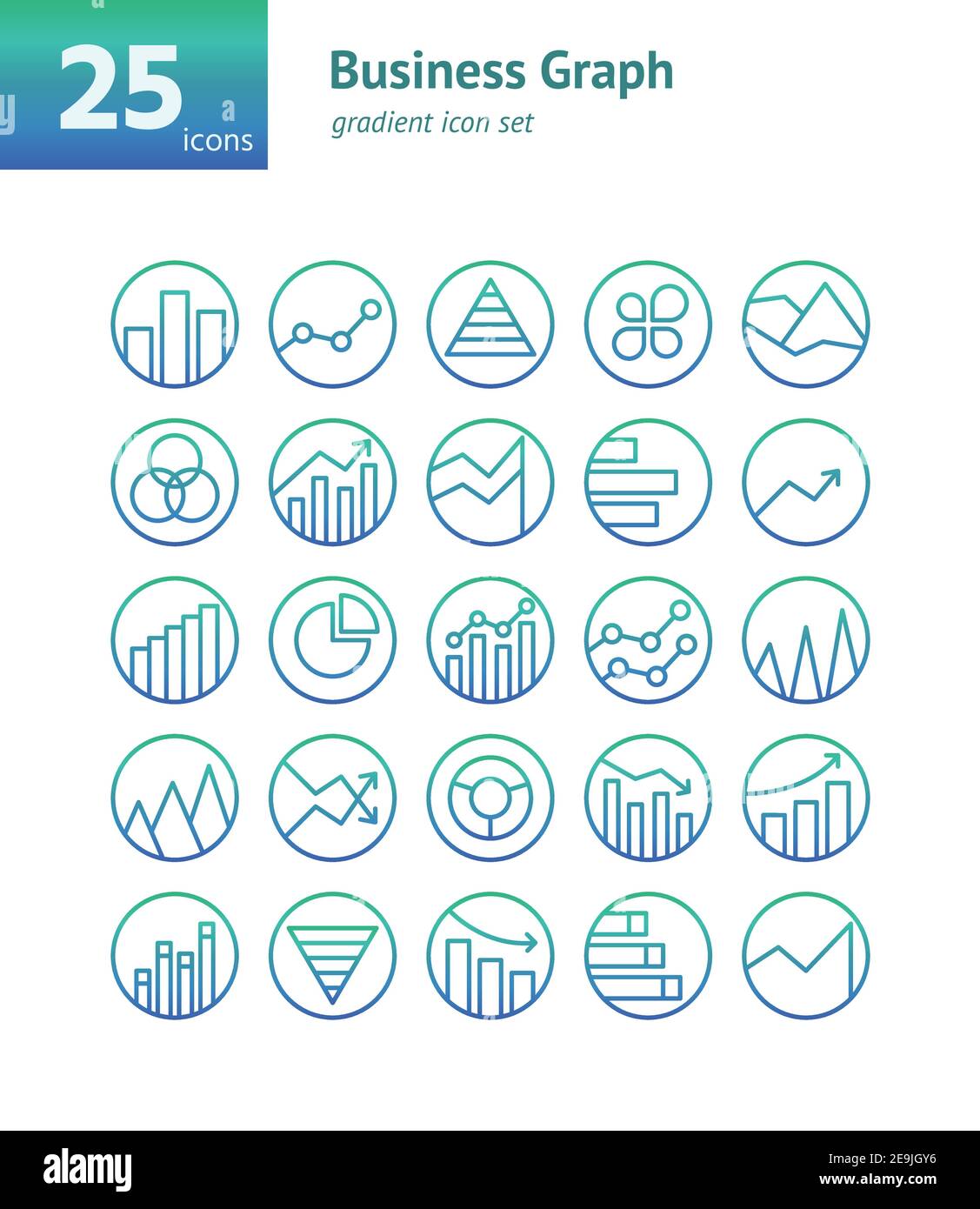 Business Graph gradient icon set. Vector and Illustration Stock Vector ...