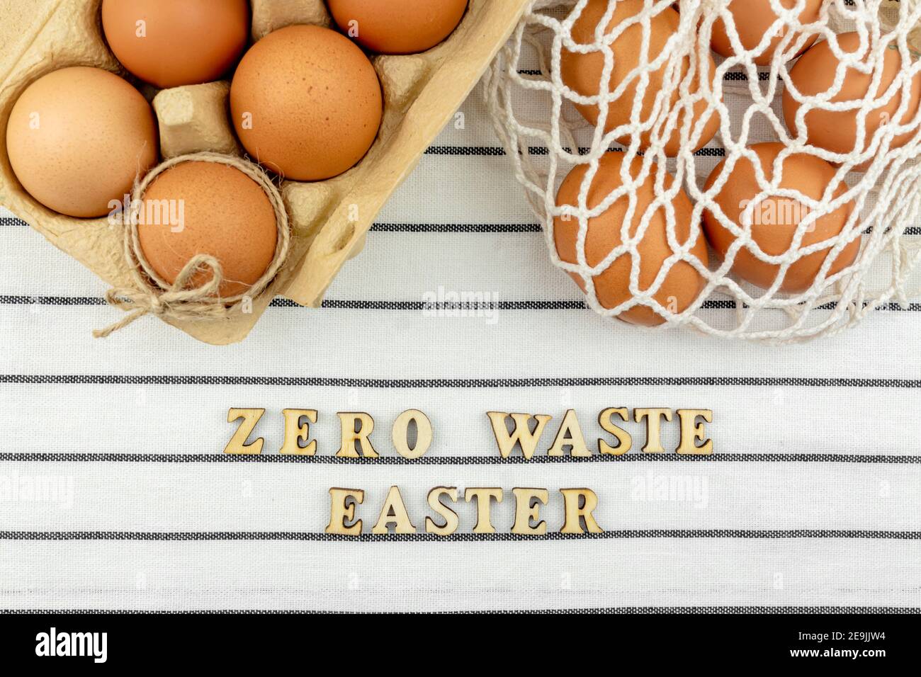 Zero waste Easter concept. No plastic bag concept. Minimal style. Beige ...