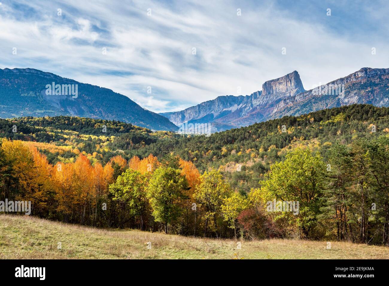French countryside. Clelles: view of the heights of the Vercors, the ...