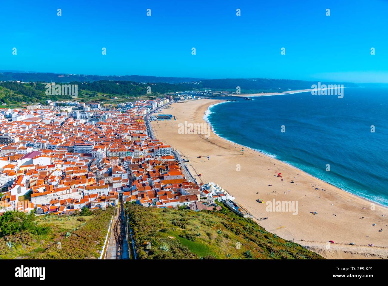Aerial view of Portuguese seaside town Nazare Stock Photo - Alamy