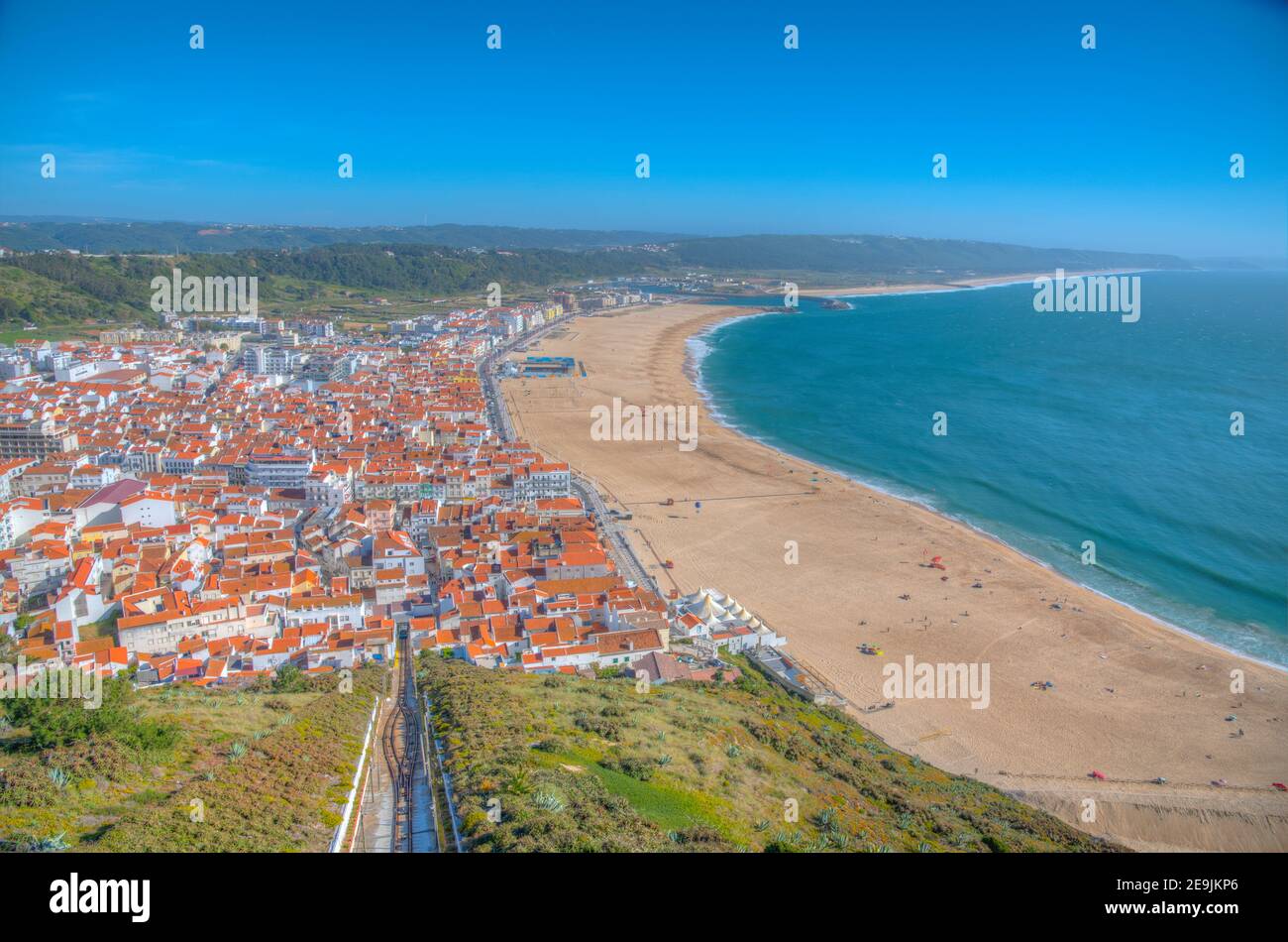 Aerial view of Portuguese seaside town Nazare Stock Photo - Alamy